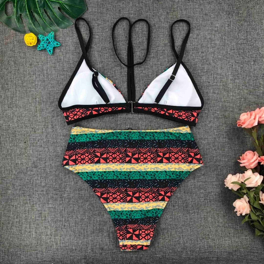 Carribean African High Waist Bikini Swim Suit | USA Buy Black